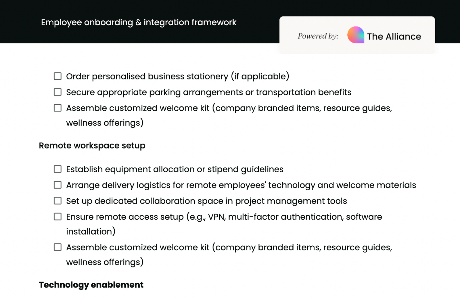 Employee onboarding and integration framework